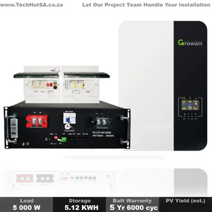 Growatt 5KW Hybrid Power Solar Inverter with Nava Solar 4.8KWh 1C Lith